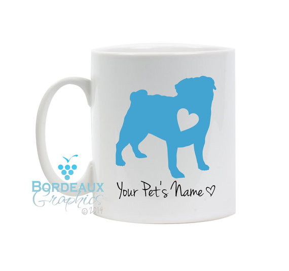personalized pug mug - Frank Loves Beans